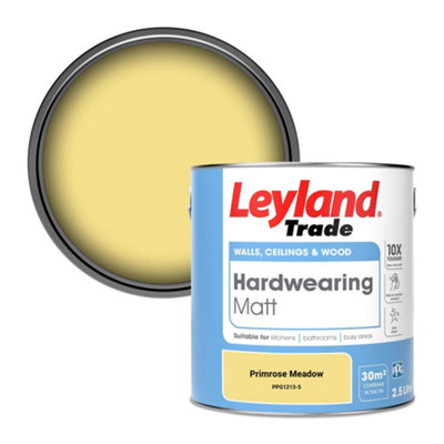 Leyland Trade Hardwearing Matt Emulsion Paint Primrose Meadow (PPG1213 ...