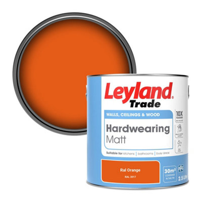 Leyland Trade Hardwearing Matt Emulsion Paint Ral Orange (RAL 2017) 2.5L