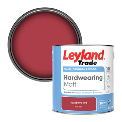 Leyland Trade Hardwearing Matt Emulsion Paint Raspberry Red (RAL 3027) 2.5L