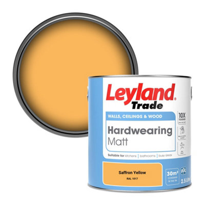 Leyland Trade Hardwearing Matt Emulsion Paint Saffron Yellow (RAL 1017 ...