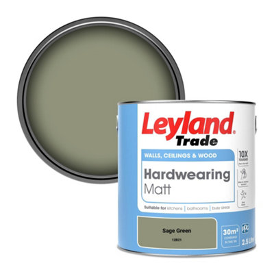 Leyland Trade Hardwearing Matt Emulsion Paint Sage Green (12B21) 2.5L