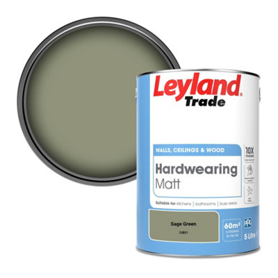 Leyland Trade Hardwearing Matt Emulsion Paint Sage Green (12B21) 5L