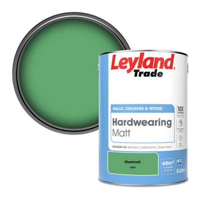 Leyland Trade Hardwearing Matt Emulsion Paint Shamrock (14E51) 5L