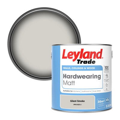 Leyland Trade Hardwearing Matt Emulsion Paint Silent Smoke (PPG1025-2) 2.5L