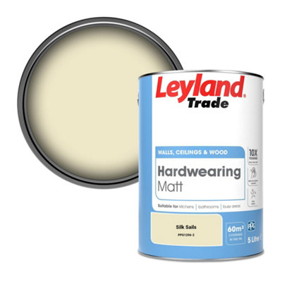 LEYLAND TRADE HARDWEARING MATT EMULSION PAINT SILK SAILS (PPG1206-2) 5L