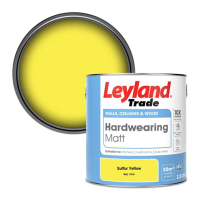 Leyland Trade Hardwearing Matt Emulsion Paint Sulfur Yellow (RAL 1016) 2.5L