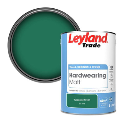 Leyland Trade Hardwearing Matt Emulsion Paint Turquoise Green (RAL 6016) 5L