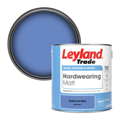 Leyland Trade Hardwearing Matt Emulsion Paint Violets are Blue (PPG1246 ...