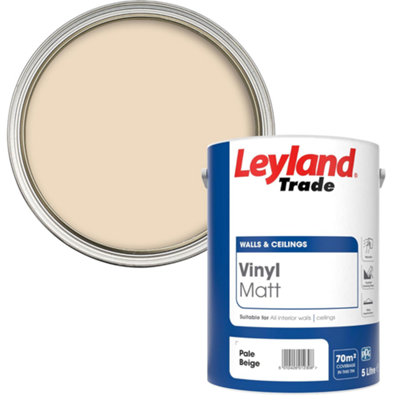 Leyland Trade Vinyl Matt Pale Beige Wipeable Paint 5 Litres