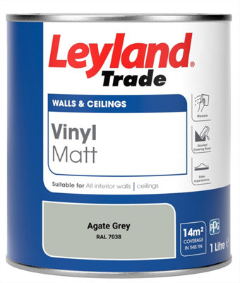 Leyland Trade Vinyl Matt Walls & Ceilings Emulsion Paint Agate Grey ...