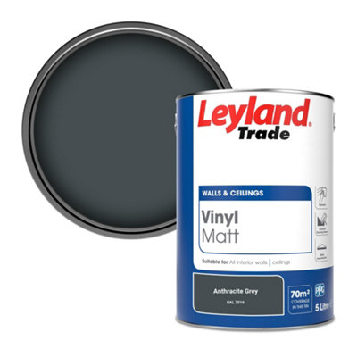 Leyland Trade Vinyl Matt Walls & Ceilings Emulsion Paint Anthracite Grey (RAL 7016) 5L
