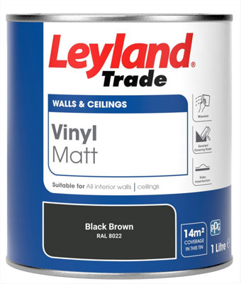 LEYLAND TRADE VINYL MATT WALLS & CEILINGS EMULSION PAINT BLACK BROWN ...