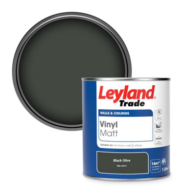 Leyland Trade Vinyl Matt Walls & Ceilings Emulsion Paint Black Olive ...