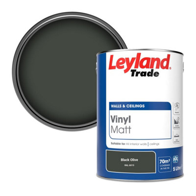 Leyland Trade Vinyl Matt Walls & Ceilings Emulsion Paint Black Olive ...