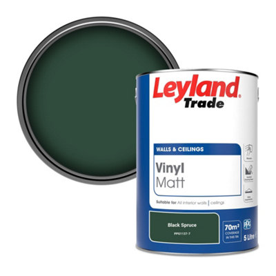 Leyland Trade Vinyl Matt Walls & Ceilings Emulsion Paint Black Spruce ...