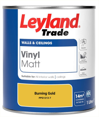 Leyland Trade Vinyl Matt Walls & Ceilings Emulsion Paint Burning Gold ...