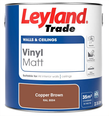 Leyland Trade Vinyl Matt Walls & Ceilings Emulsion Paint Copper Brown ...