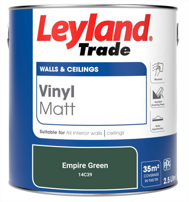 Leyland Trade Vinyl Matt Walls & Ceilings Emulsion Paint Empire Green ...