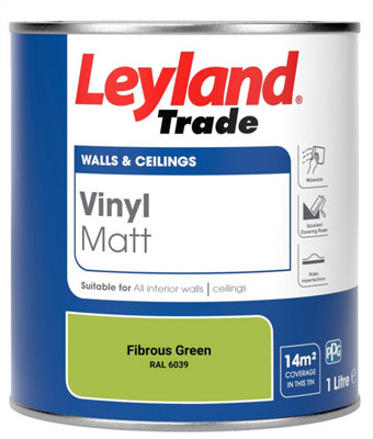 Leyland Trade Vinyl Matt Walls & Ceilings Emulsion Paint Fibrous Green ...