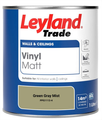 Leyland Trade Vinyl Matt Walls & Ceilings Emulsion Paint Green Gray ...