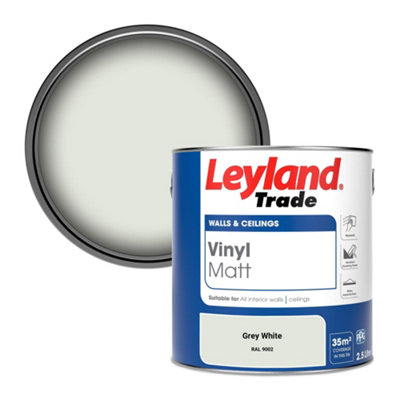 Leyland Trade Vinyl Matt Walls & Ceilings Emulsion Paint Grey White ...