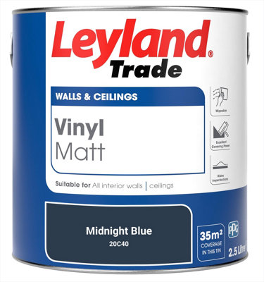 Leyland Trade Vinyl Matt Walls & Ceilings Emulsion Paint Midnight Blue ...