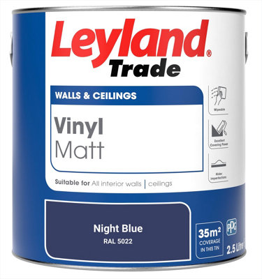 Leyland Trade Vinyl Matt Walls & Ceilings Emulsion Paint Night Blue ...