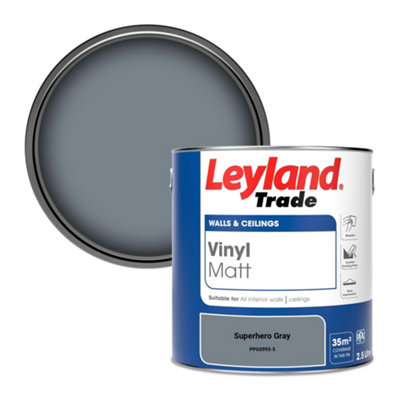 Leyland Trade Vinyl Matt Walls & Ceilings Emulsion Paint Superhero Gray ...