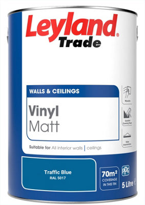 Leyland Trade Vinyl Matt Walls & Ceilings Emulsion Paint Traffic Blue ...