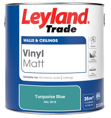 Leyland Trade Vinyl Matt Walls & Ceilings Emulsion Paint Turquoise Blue ...