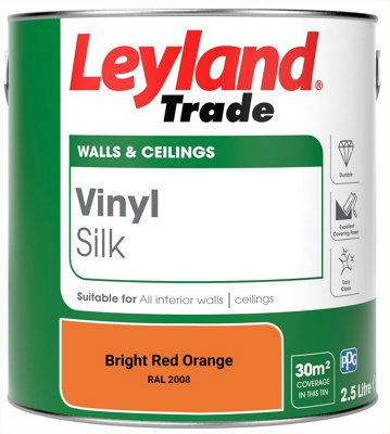 Leyland Trade Vinyl Silk Walls & Ceilings Emulsion Paint Bright Red ...