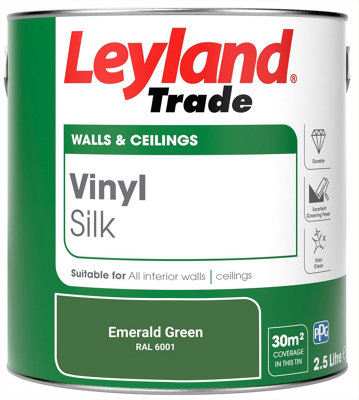 Leyland Trade Vinyl Silk Walls & Ceilings Emulsion Paint Emerald Green ...