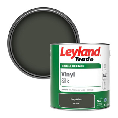 Leyland Trade Vinyl Silk Walls & Ceilings Emulsion Paint Grey Olive ...