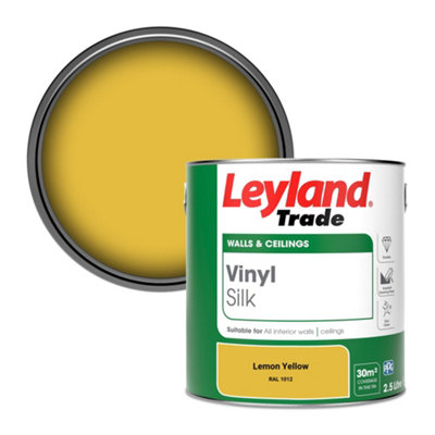 Leyland Trade Vinyl Silk Walls & Ceilings Emulsion Paint Lemon Yellow (RAL 1012) - 2.5L