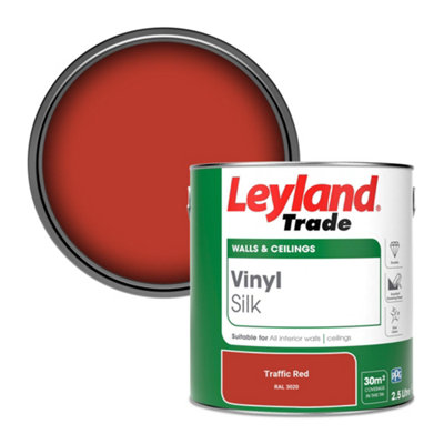 Leyland Trade Vinyl Silk Walls & Ceilings Emulsion Paint Traffic Red ...
