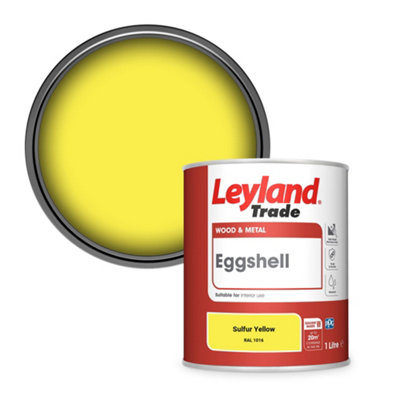 Leyland Trade Wood & Metal Eggshell Paint Sulfur Yellow (RAL 1016) 1L