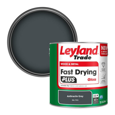 Leyland Trade Wood & Metal Fast Drying PLUS Gloss Paint Anthracite Grey ...