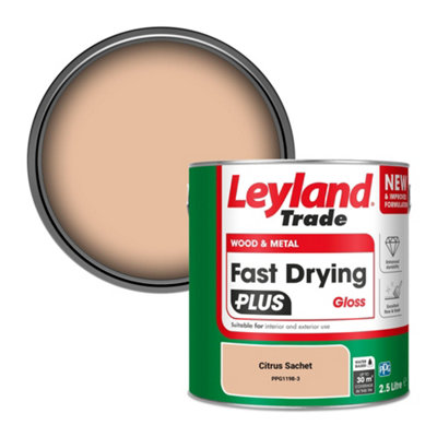 Leyland Trade Wood & Metal Fast Drying PLUS Gloss Paint Citrus Sachet ...