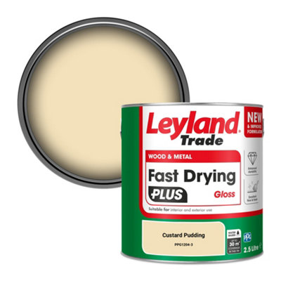 Leyland Trade Wood & Metal Fast Drying PLUS Gloss Paint Custard Pudding ...