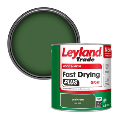 Leyland Trade Wood & Metal Fast Drying PLUS Gloss Paint Leaf Green (RAL ...