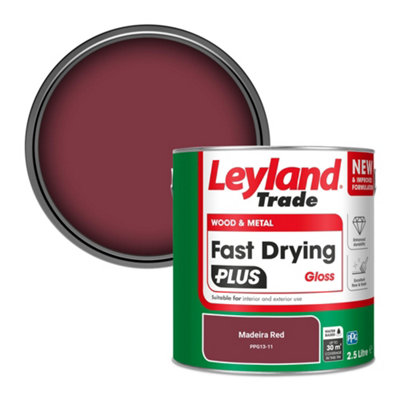 Leyland Trade Wood & Metal Fast Drying PLUS Gloss Paint Madeira Red ...