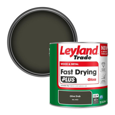 Leyland Trade Wood & Metal Fast Drying PLUS Gloss Paint Olive Drab (RAL ...