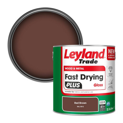 Leyland Trade Wood & Metal Fast Drying PLUS Gloss Paint Red Brown (RAL ...