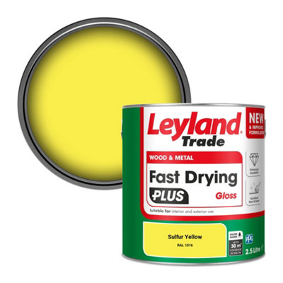 Leyland Trade Wood & Metal Fast Drying PLUS Gloss Paint Sulfur Yellow ...