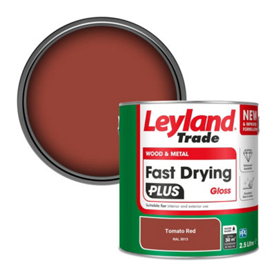 Leyland Trade Wood & Metal Fast Drying PLUS Gloss Paint Tomato Red (RAL ...