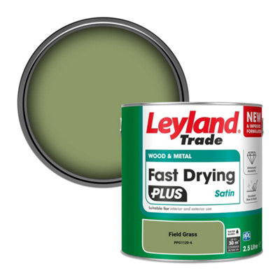 Leyland Trade Wood & Metal Fast Drying PLUS Satin Paint Field Grass ...