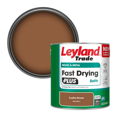 Leyland Trade Wood & Metal Fast Drying PLUS Satin Paint Foxfire Brown ...