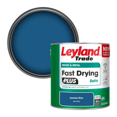 Leyland Trade Wood & Metal Fast Drying PLUS Satin Paint Gentian Blue ...
