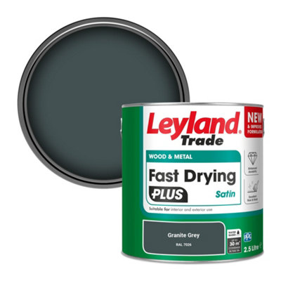 Leyland Trade Wood & Metal Fast Drying PLUS Satin Paint Granite Grey ...