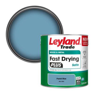 Leyland Trade Wood & Metal Fast Drying PLUS Satin Paint Pastel Blue ...